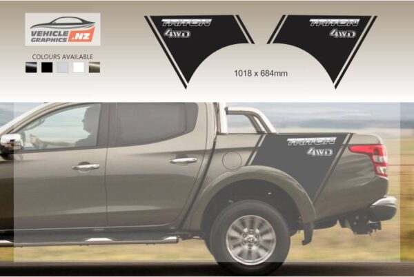 Triton 4WD Rear Side Bed Decals | Mitsubishi Vehicle Graphics NZ