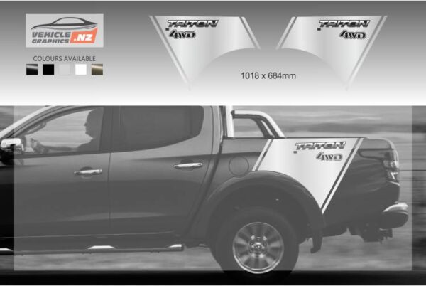 Triton 4WD Rear Side Bed Decals | Mitsubishi Vehicle Graphics NZ